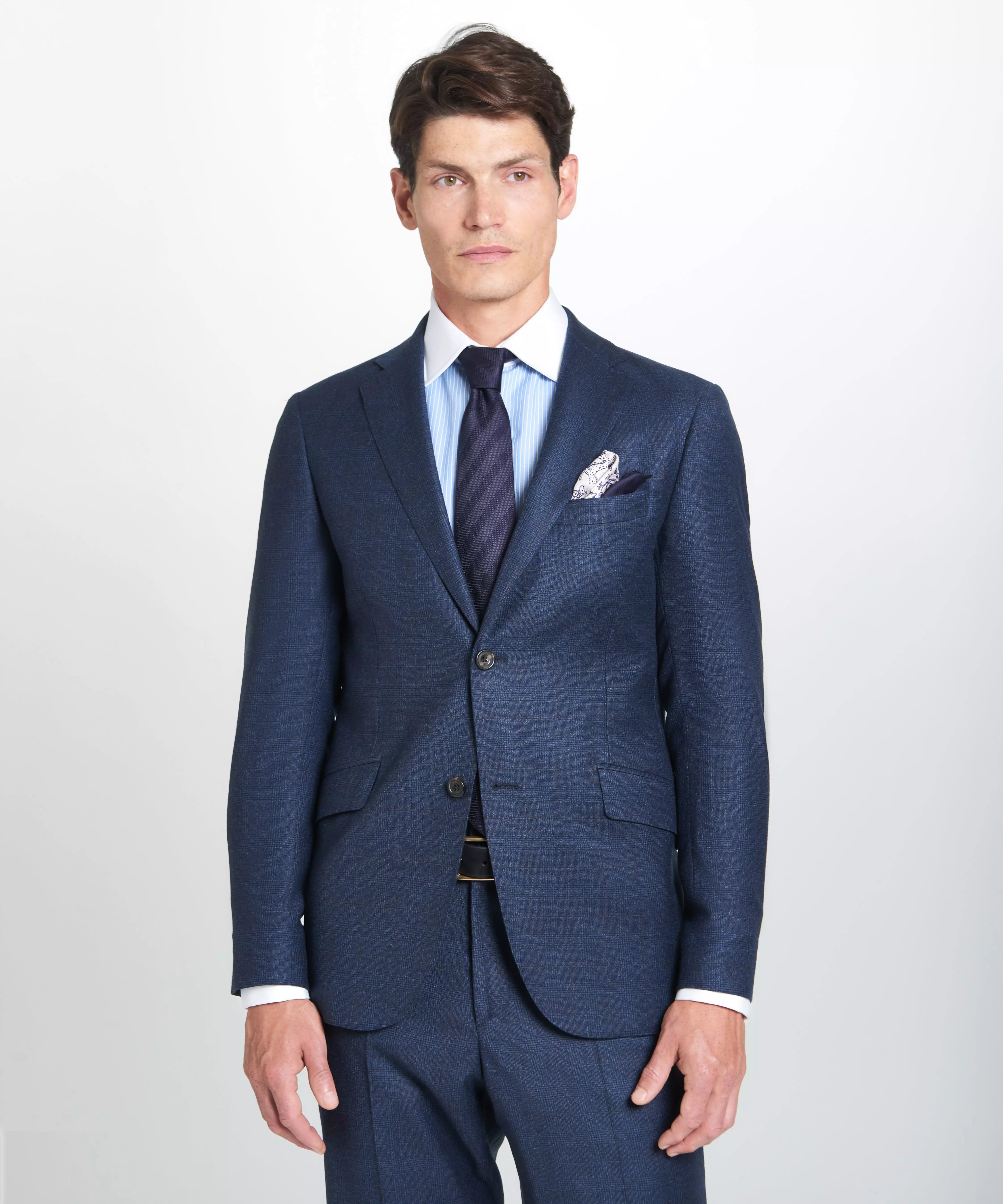 Navy & Neutral Tailored Fit Pow Check Jacket – Thomas Pink